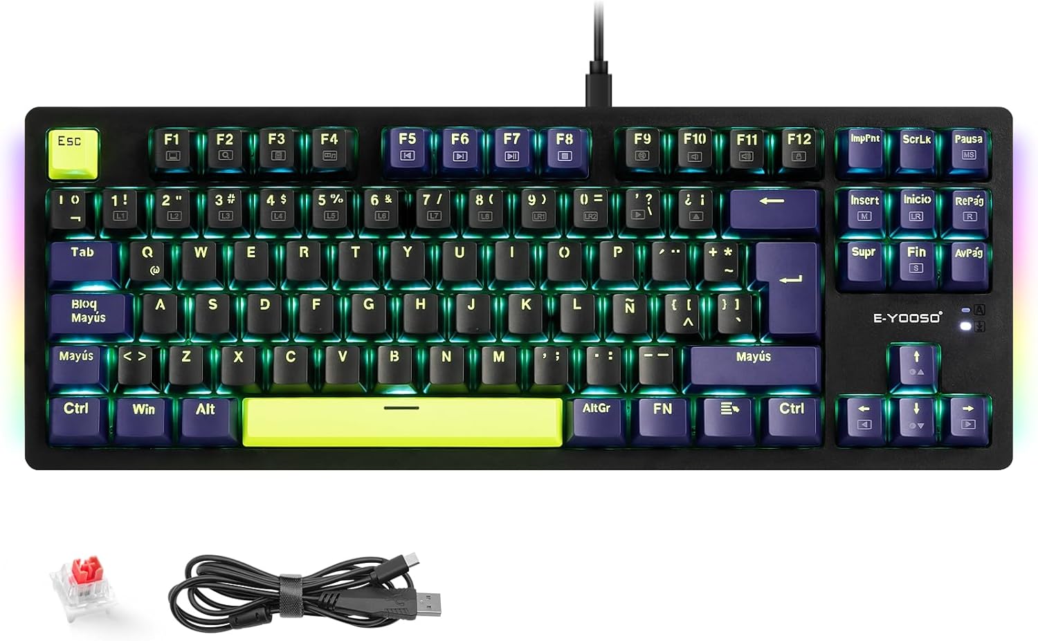TERPORT TR95 TKL Teclado Mecánico Español de 88 Teclas, Teclado ...